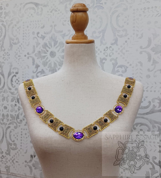 "Edward" Jeweled Renaissance Collar of Office, Black Pearl, 45-50 inch ...